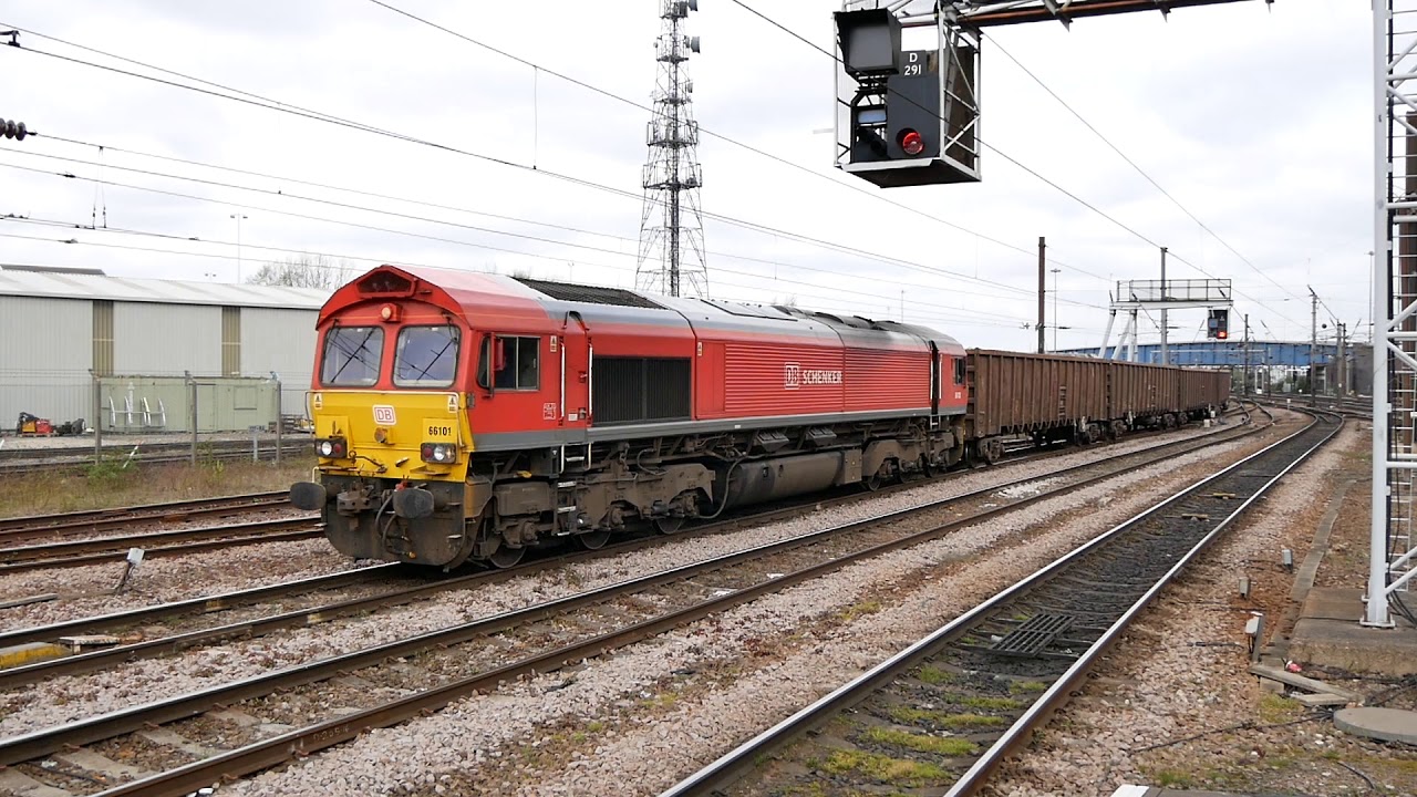 DB Schenker Class 66 66101 passing Doncaster 6th April 2019 - YouTube