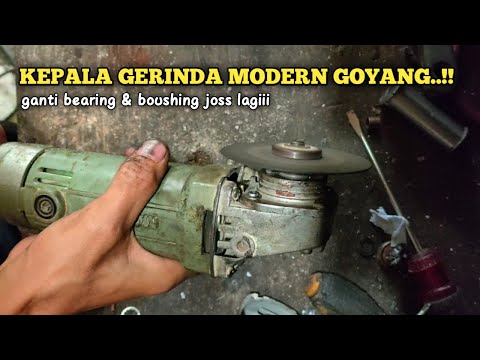 CARA PERBAIKI KEPALA GERINDA MODERN M-2350B GOYANG || ganti bearing 6001 & boushing
