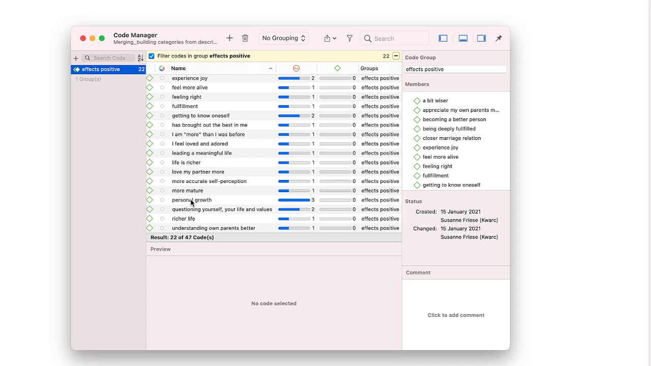 Merging codes - Creating higher categories with ATLAS.ti 9 Mac - YouTube