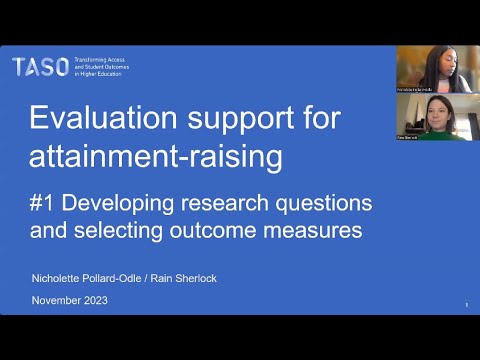 Evaluation support for attainment raising: Developing research questions & choosing outcome ...