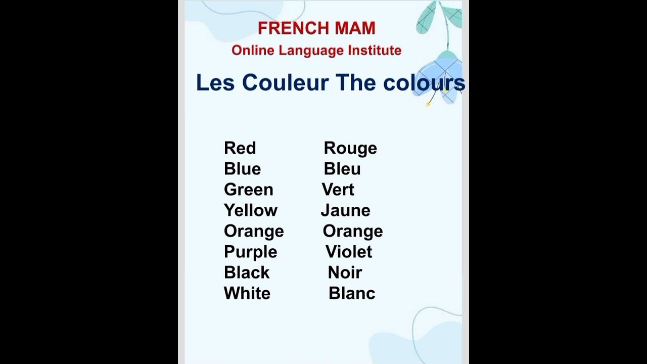 Les Couleur (French colours) name in French #frenchmam #frenchcolors # ...