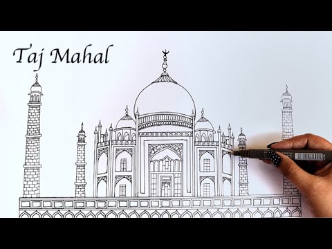 Sketch of Wonder of World Taj Mahal- How to draw Taj Mahal drawing- Part-2