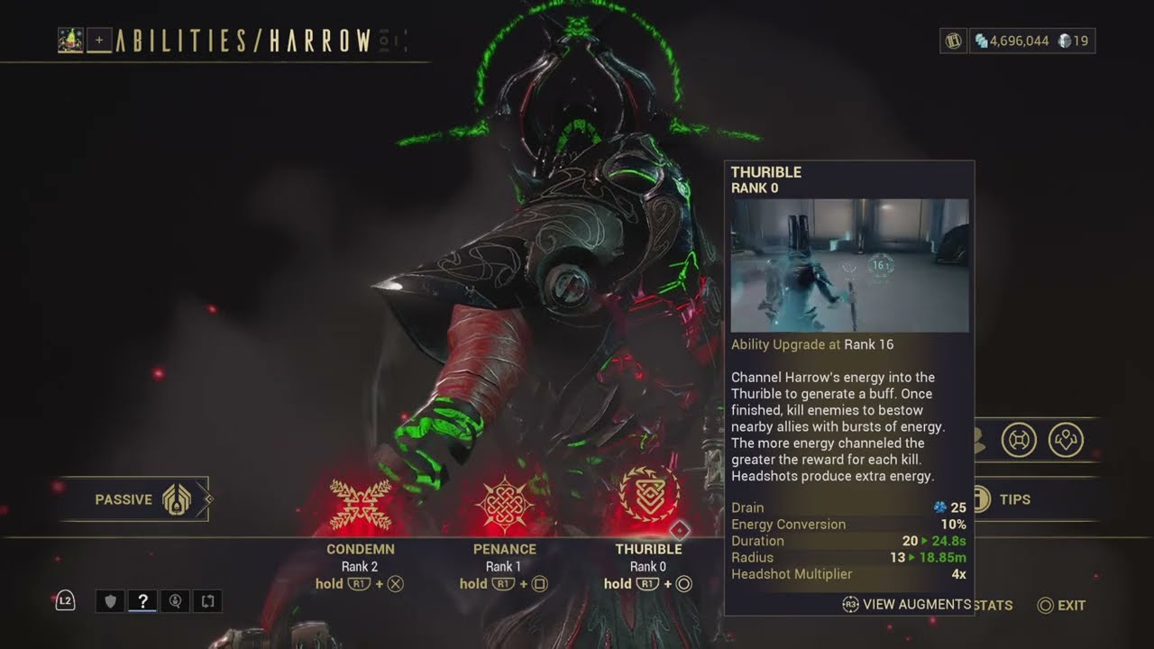 Warframe Harrow display and abilities list - YouTube