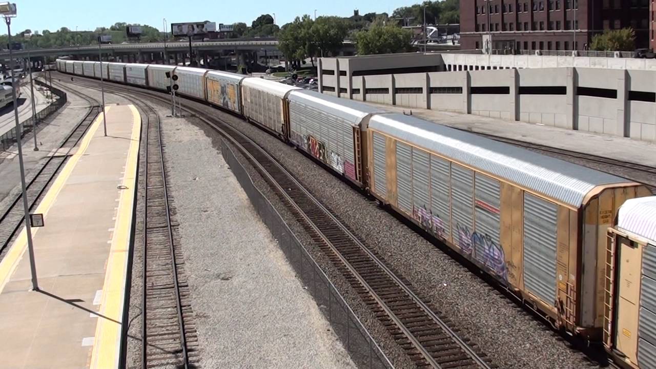 NS #9078 leads EB Auto Train. Kansas City, MO 9/10/16 - YouTube