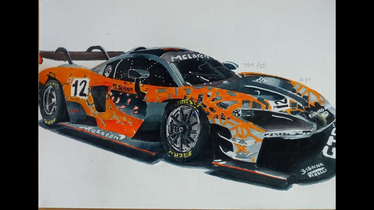 Mclaren Senna GTR -Realistic Car Drawing - YouTube