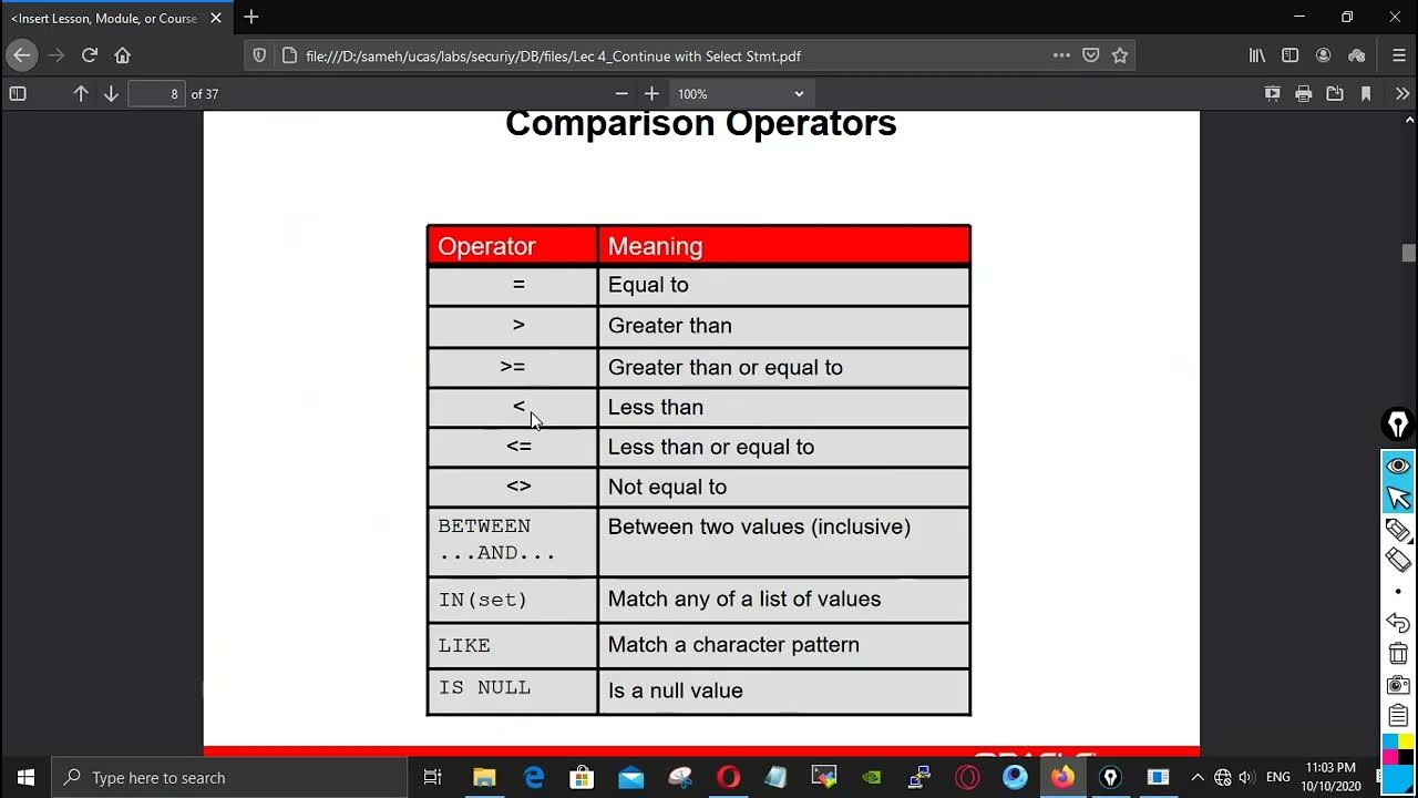 DB Oracle lab lec4 select1 part1 - YouTube