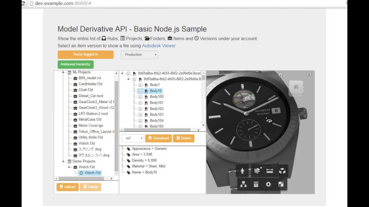 model derivative api nodejs sample - YouTube