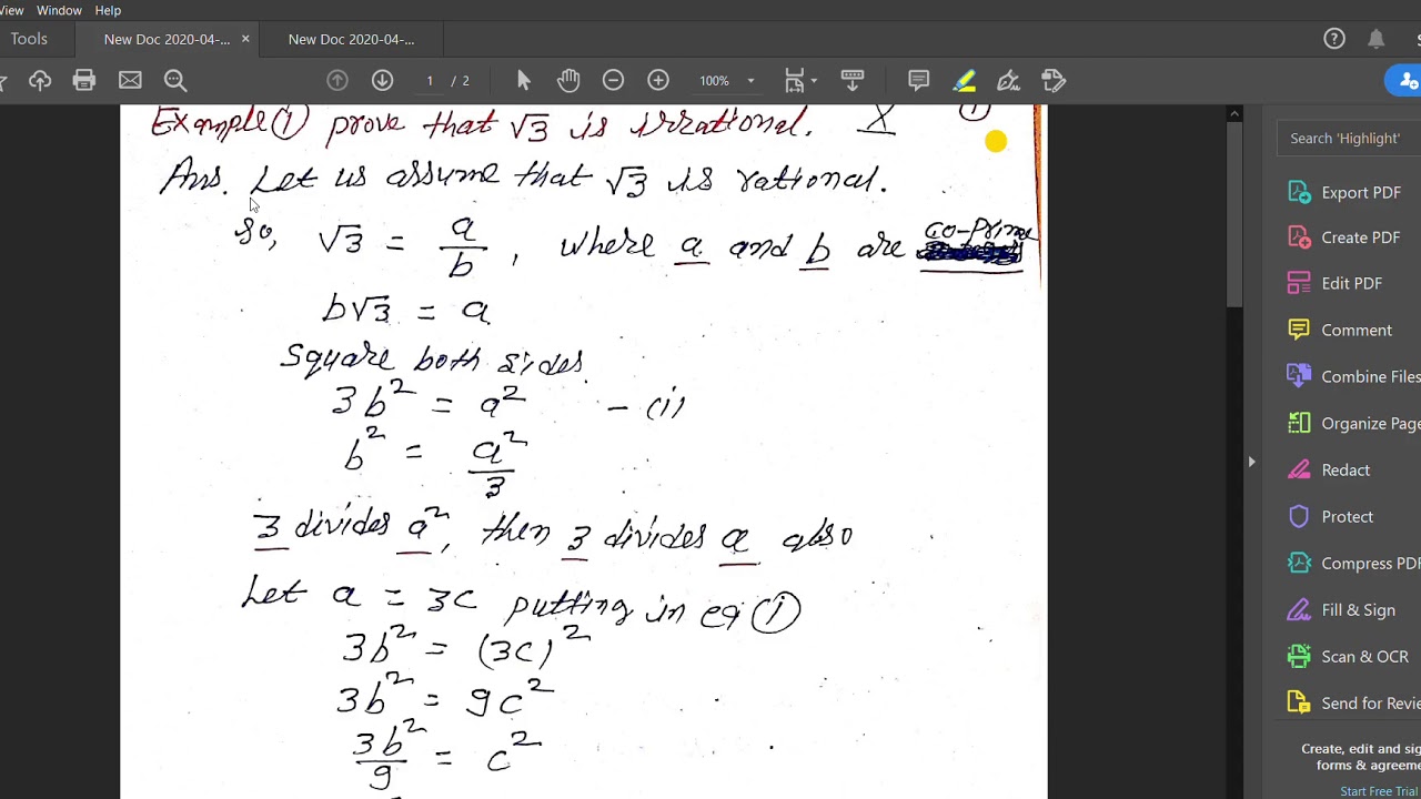 Proof of irrational number - YouTube