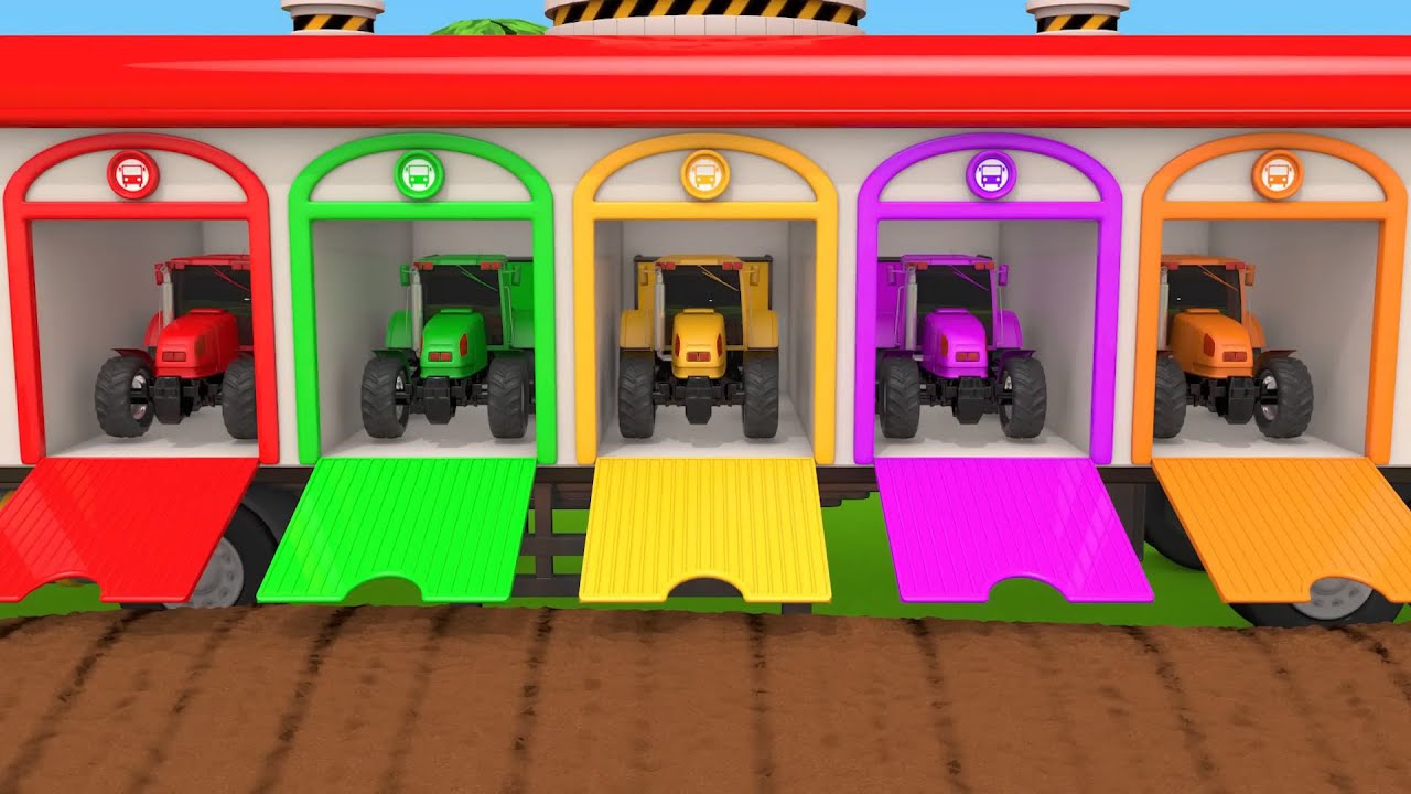 Colorful Farm Tractors and Learn Colors and Vegetables #colors # ...