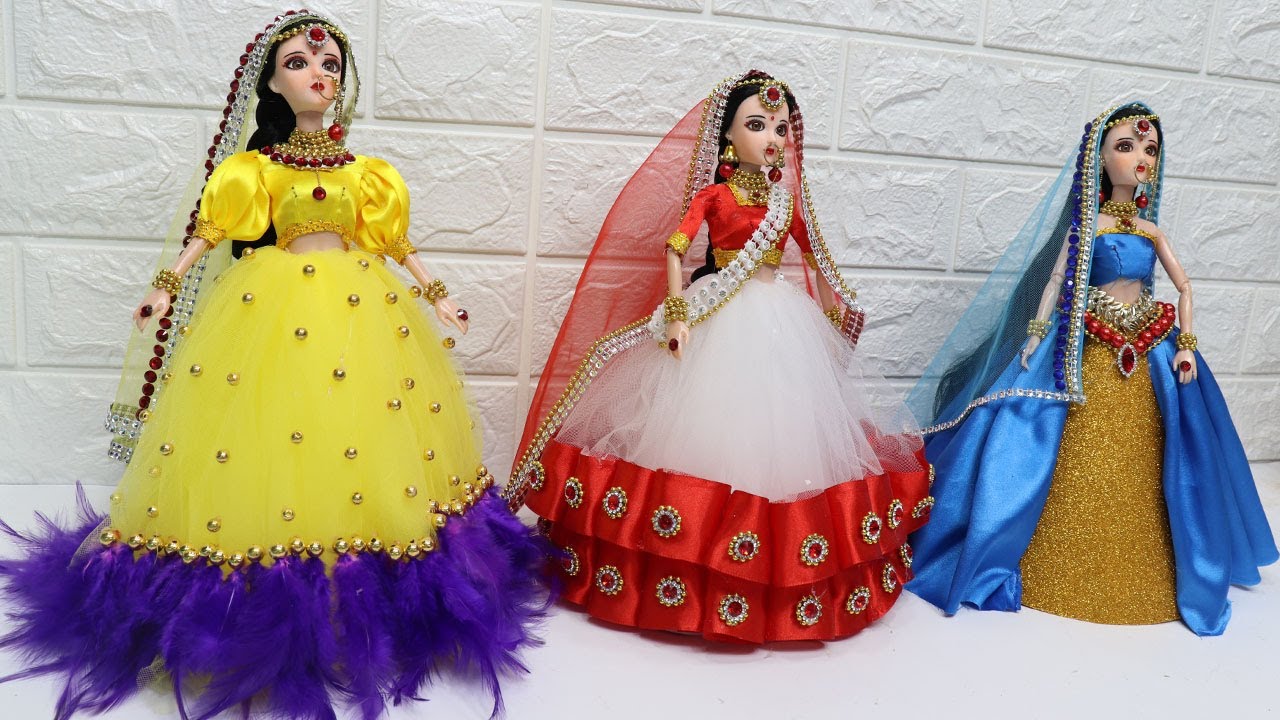 3 Doll decoration ideas | Doll decoration with clothes | Doll crafts ...