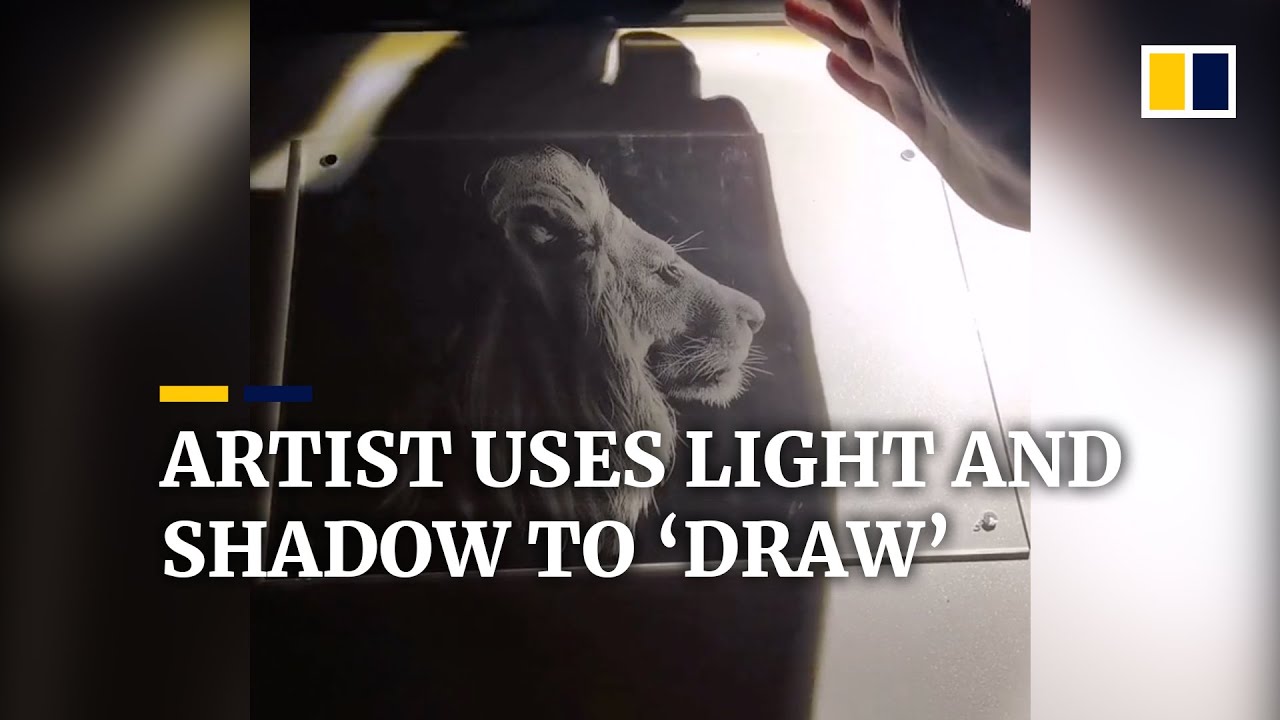 Chinese artist uses light and shadow to ‘draw’ - YouTube