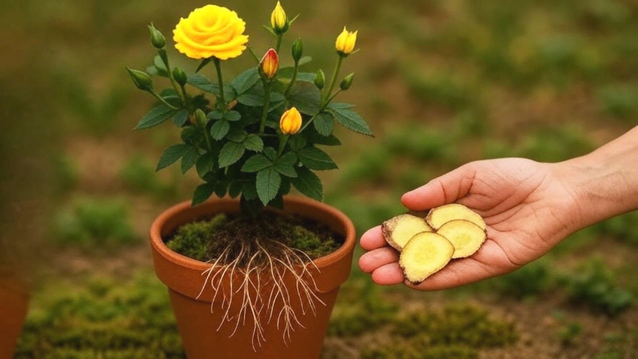 Just a few slices of ginger! Roses will bud, root and bloom all year ...