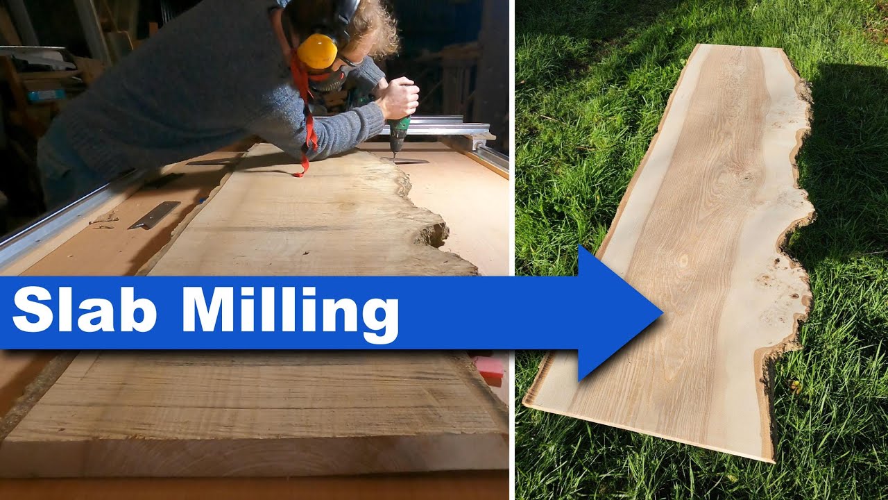 Flattening a Big Ash Slab on my Homemade Router Sled Mill - YouTube