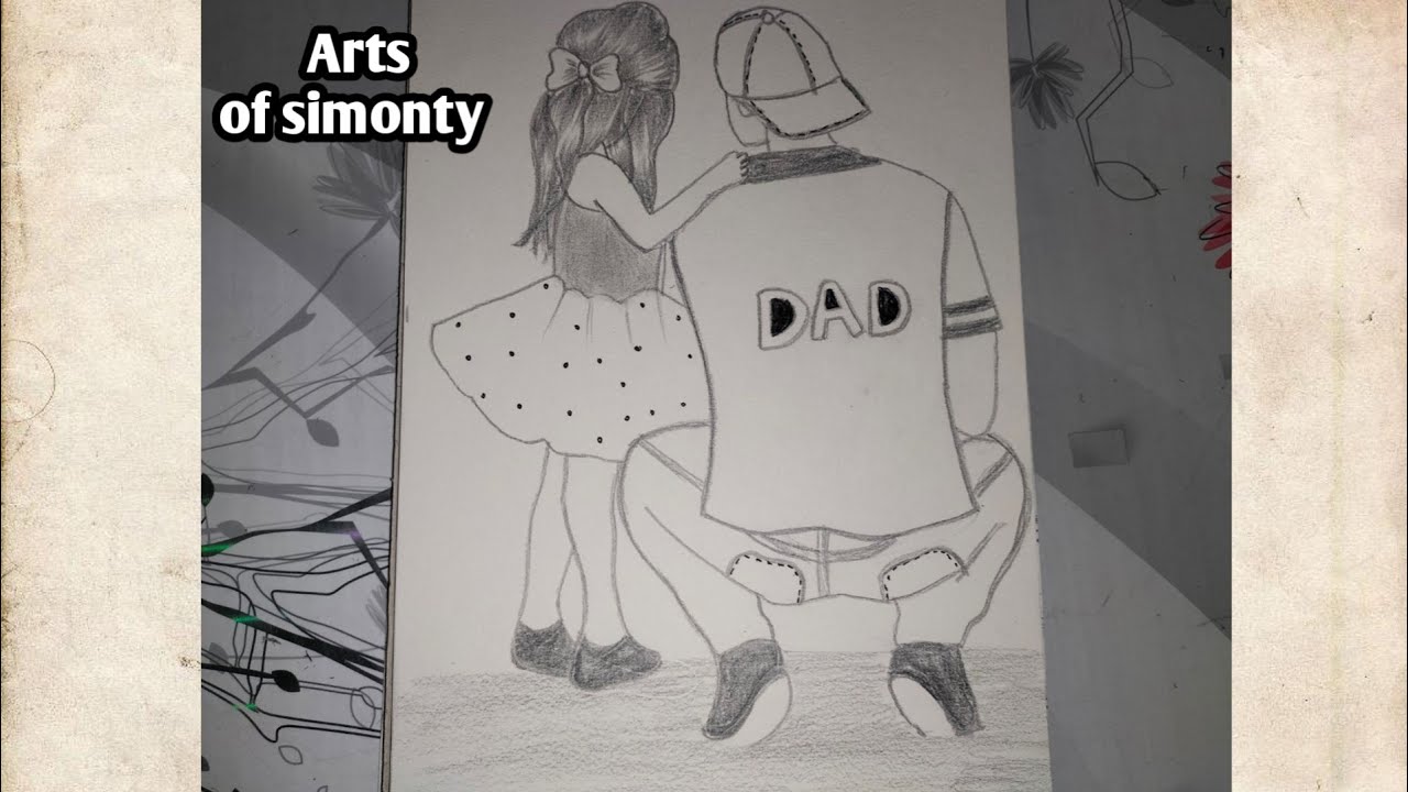 How to draw a father and daughter || Father's Love draw step by step ...