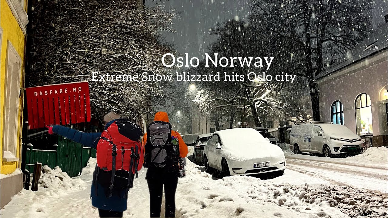 OSLO NORWAY, Extreme Snow Blizzard hits Oslo City! ️🥶Virtual Walking ...