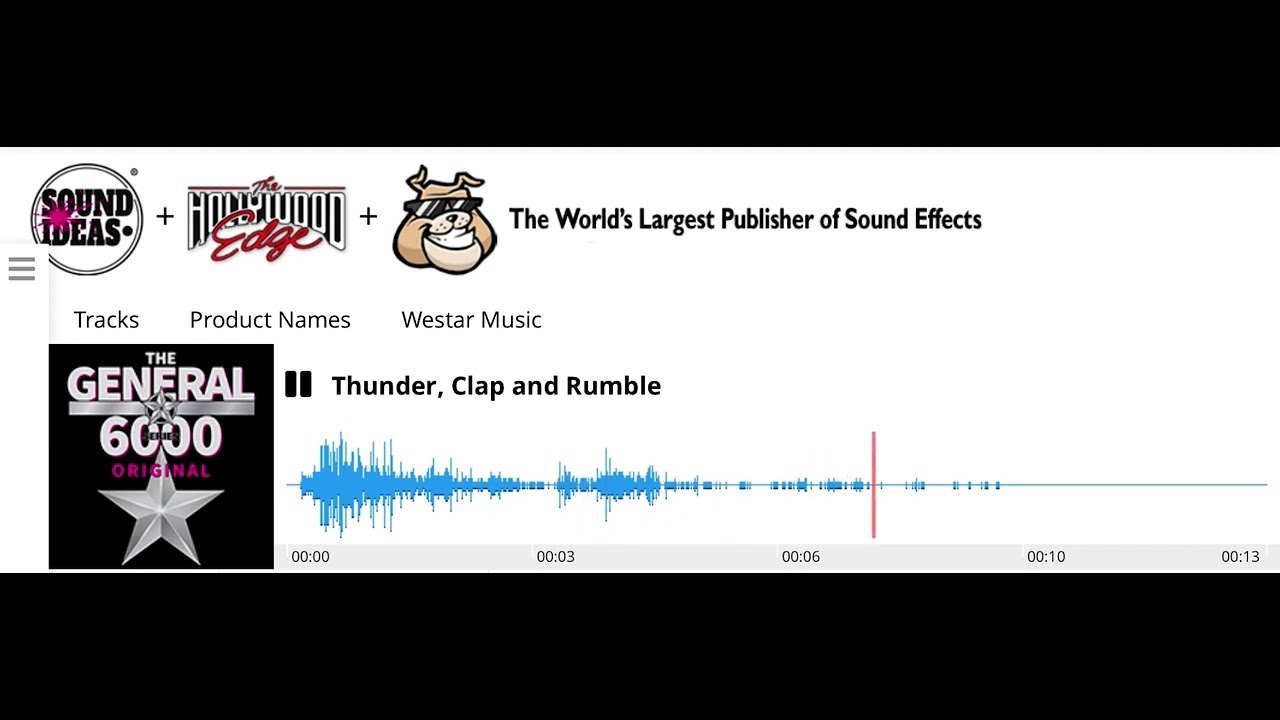 Sound Ideas, THUNDER - THUNDER CLAP AND RUMBLE, WEATHER 01 (Series 6000 ...