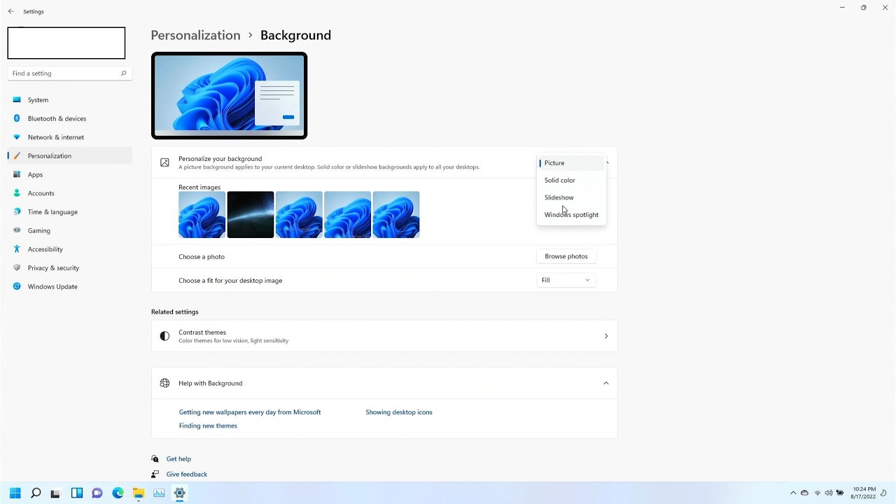 How to set your Desktop Background Wallpaper in Windows 11 - YouTube