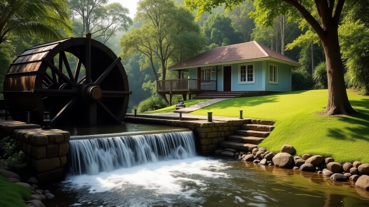 Waterfall Sound - Countryside Mill: Lush Embrace, Verdant Lawn, Rustic ...