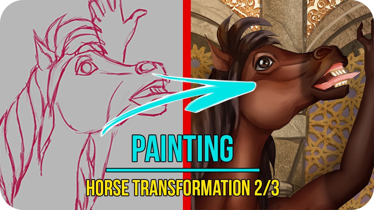 Lab's Horse Transformation 2/3 - Steps Digital Painting Tutorial - YouTube