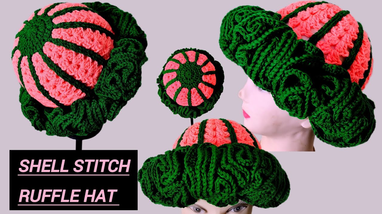 Crochet Ruffle Hat Tutorial / How To Crochet Shell Stitch Ruffle Hat ...