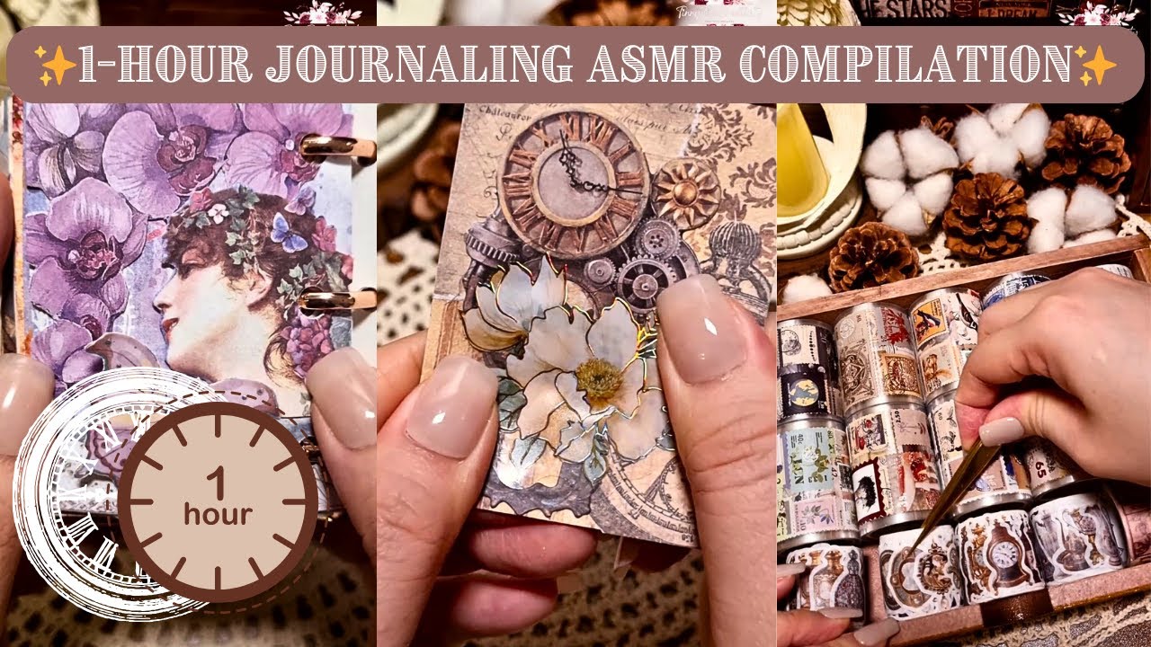 ASMR Journaling Compilation | 1 Hour Scrapbooking Aesthetic Sounds of ...