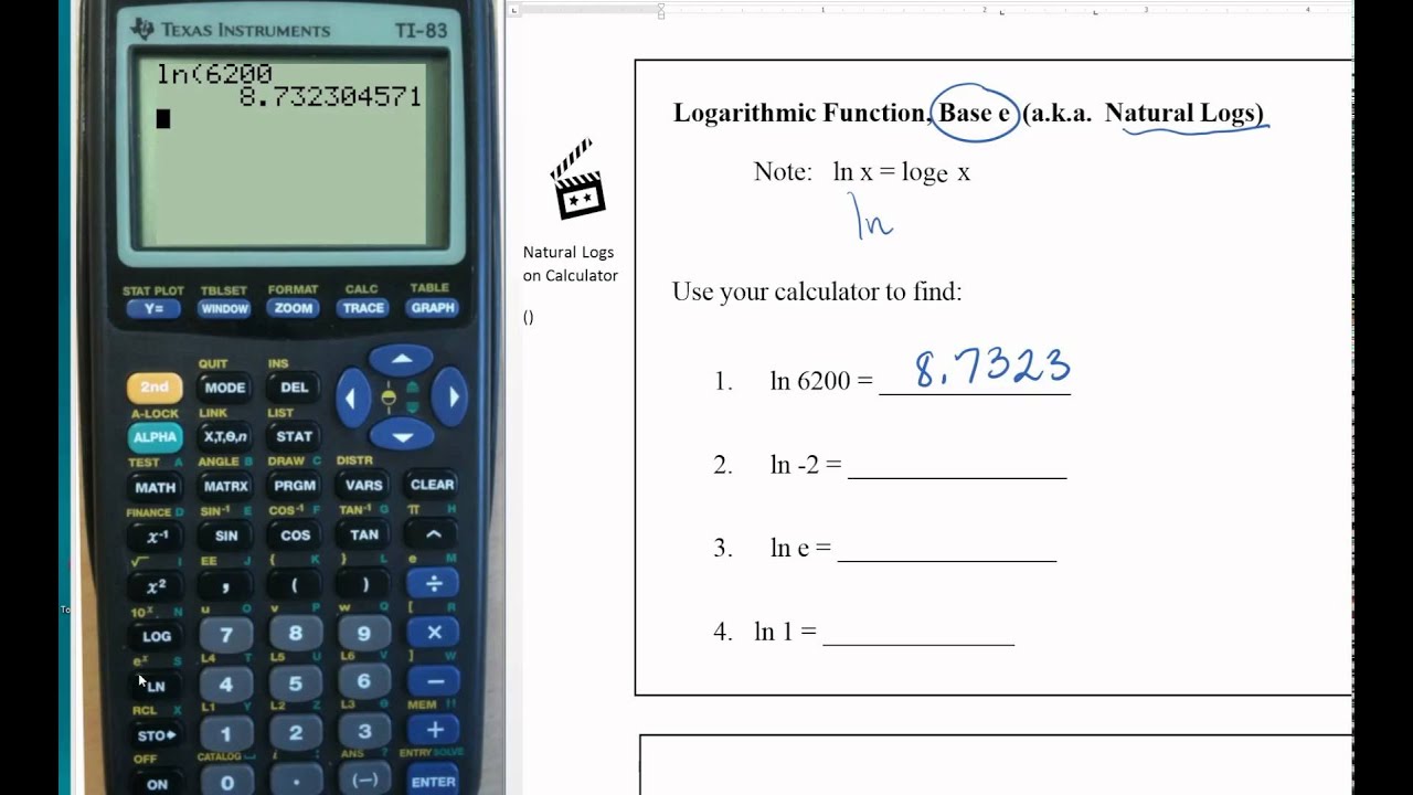 Natural Logs On Calculator YouTube Natural Logs On Calculator YouTube