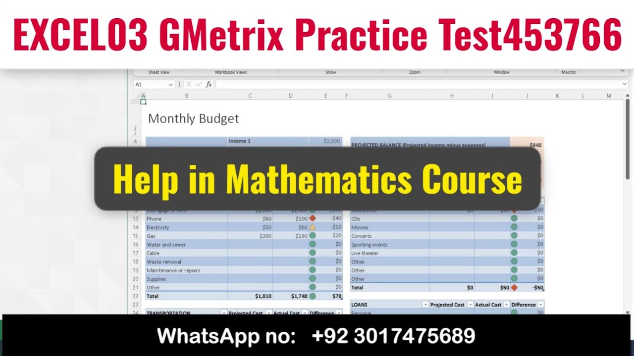 EXCEL03 GMetrix Practice Test453766 #GMetrixPracticeTest453766 # ...