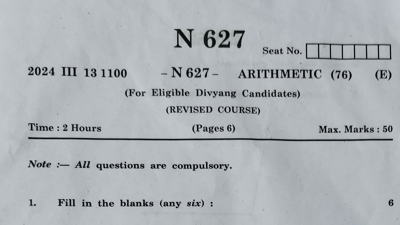 10th LD Student Arithmetic (76) For Eligible Divyang Candidates 2024 LD ...
