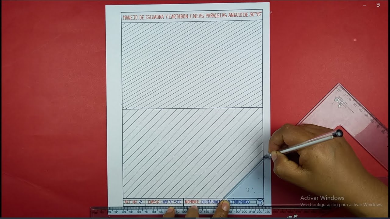 MANEJO DE ESCUADRA Y CARTABON LINEAS PARALELAS ANGULO DE 30 Y 45 GRADOS ...