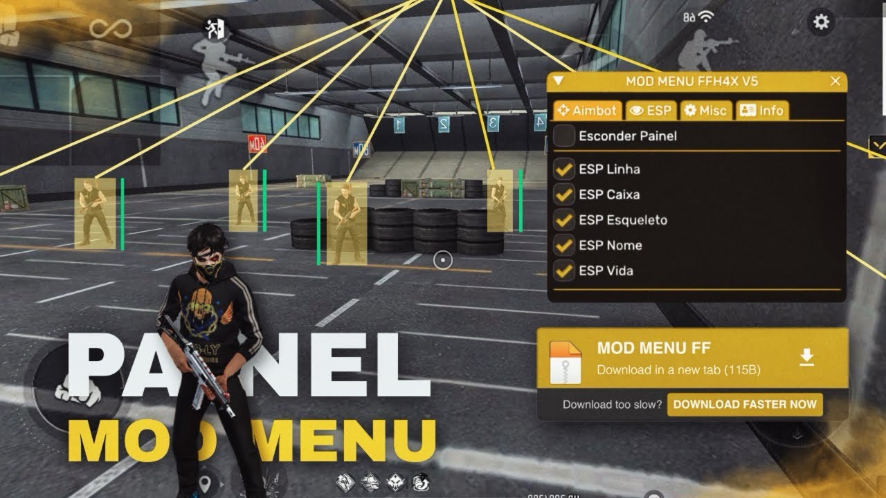 MOD MENU FFH4X PAINEL PARA ANDROID E IOS HEADTRICK|100% HS ipa scarlet ...