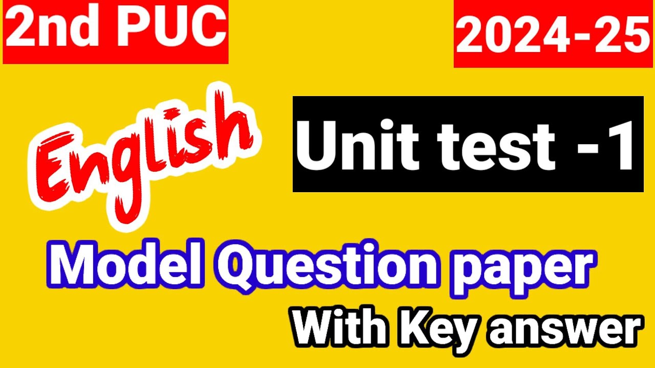 2nd puc English model question paper with keyanswers for unit test 1 ...