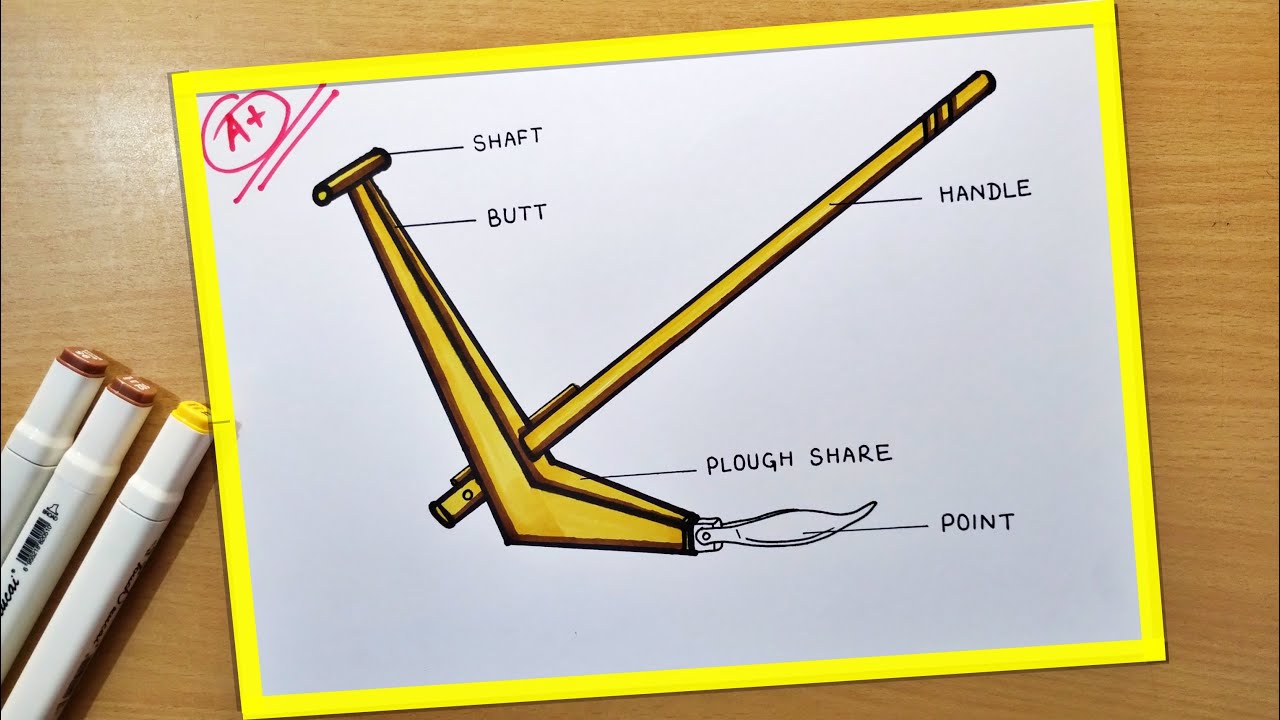 plough diagram drawing || Traditional plough || how to draw plough step ...