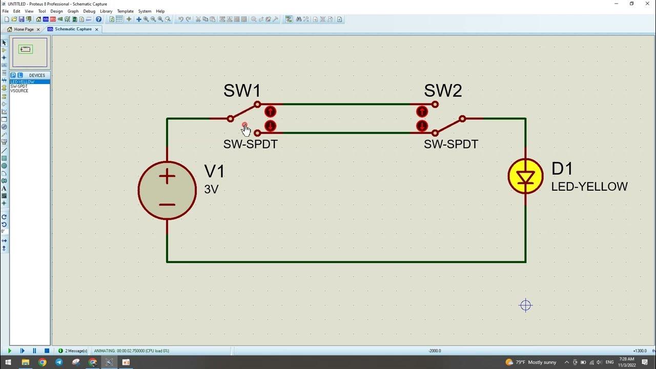 Two Way Switching Control Lamp Simulate on Proteus - YouTube