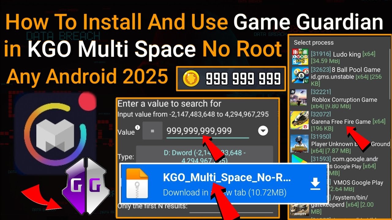 How To Install And Use Game Guardian in KGO Multi Space No Root Any Android || 2025 - YouTube
