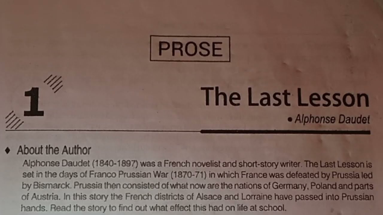 Class 12th English | The Last Lesson | Prose Chapter 1 | L-1 | class 12 ...