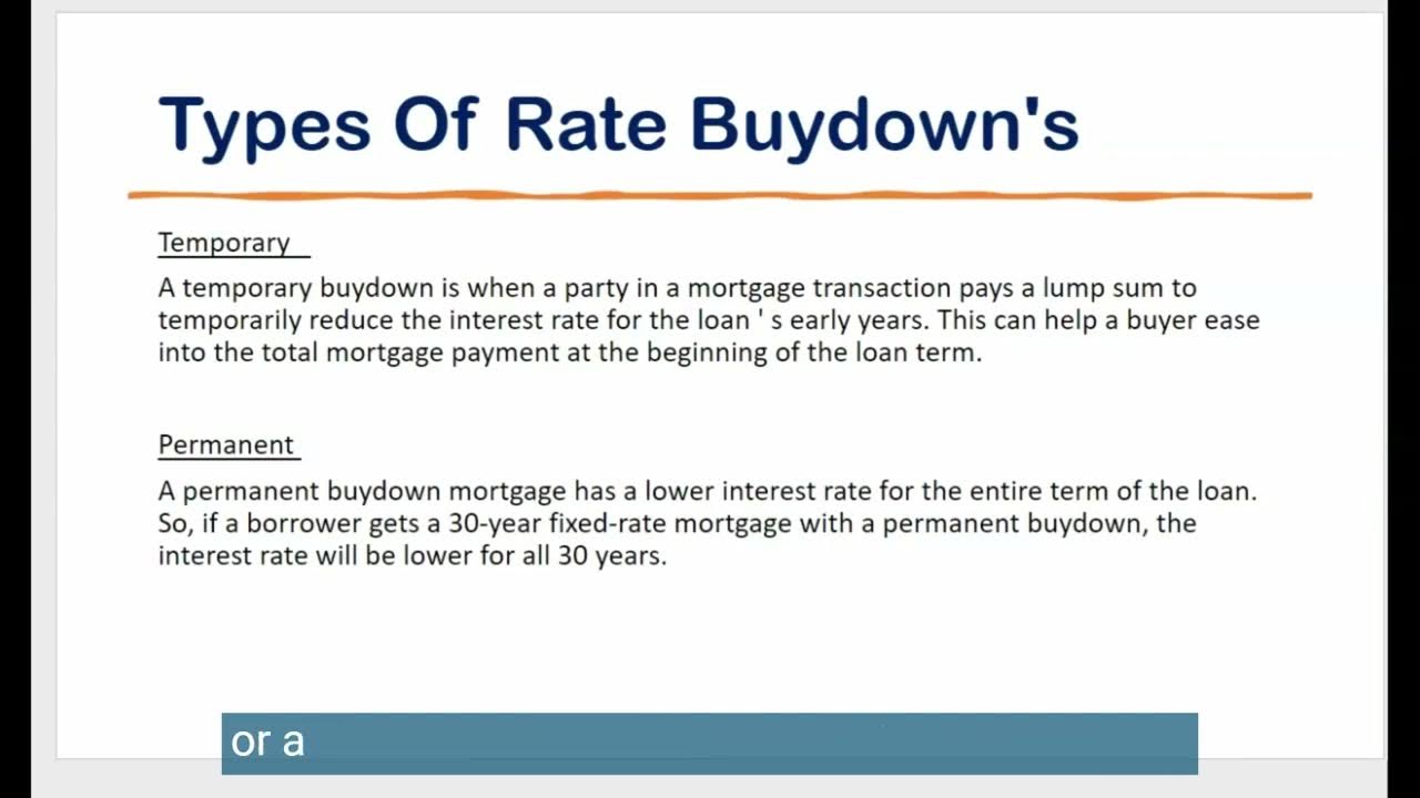 Interest Rate Buydowns Explained - YouTube