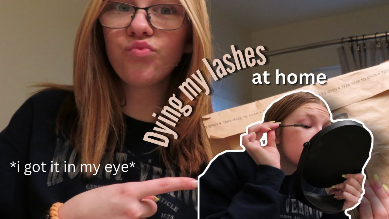 dying my eyelashes & eyebrows!! AT HOME💋(burned my eyes) - YouTube