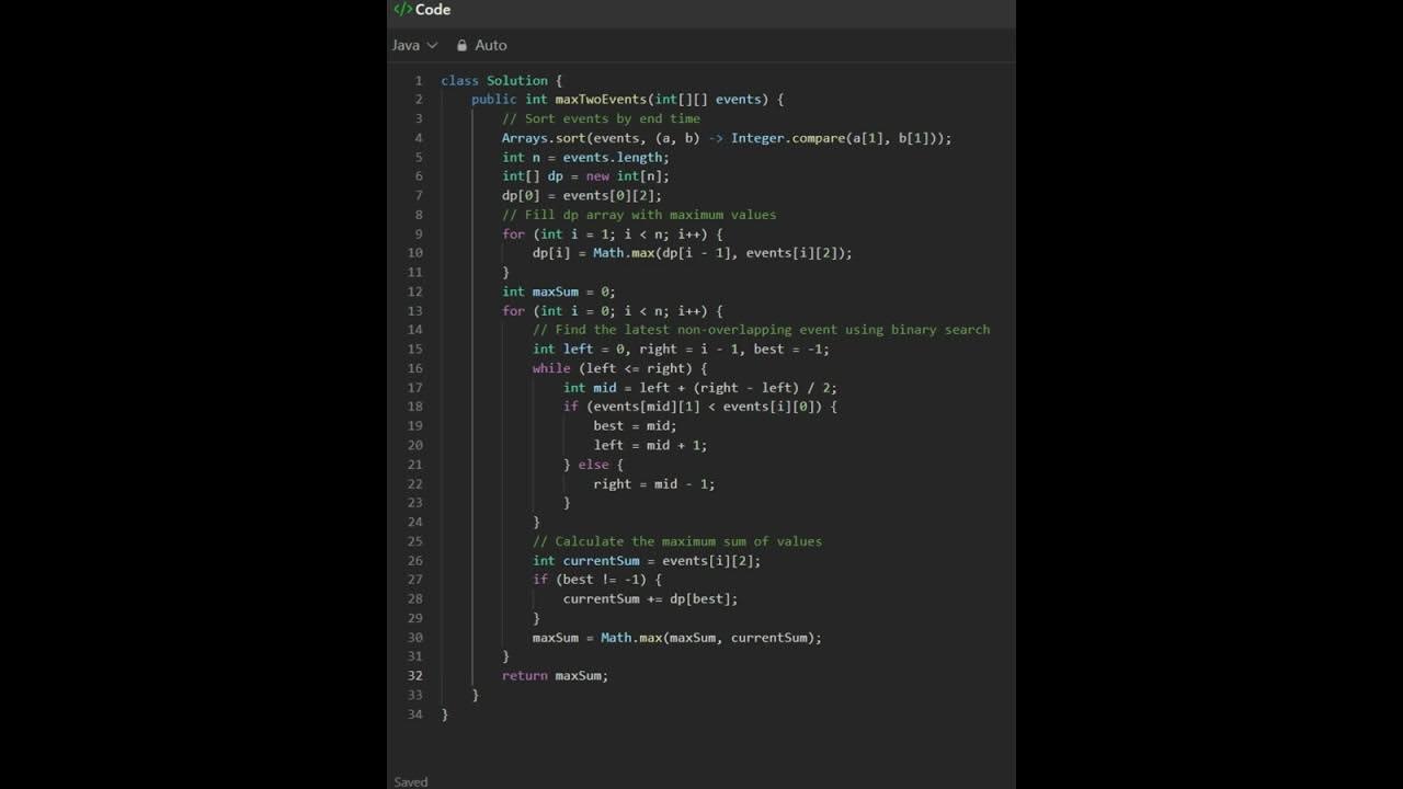 2054 Two Best Non-Overlapping Events - YouTube