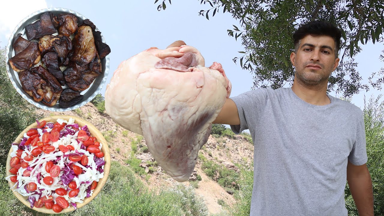 Fried Camel Heart with Vegetables Salad, Fried Heart Recipe - YouTube