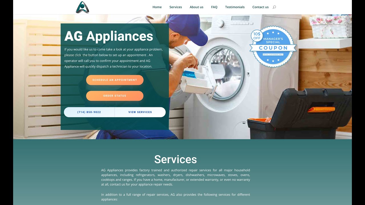 AG Appliance Repair Santa Ana, CA - YouTube