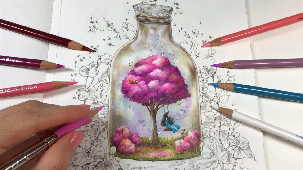 PINK TREE & GLASS BOTTLE COLORING | With My Memory - Part 1 | Chris ...