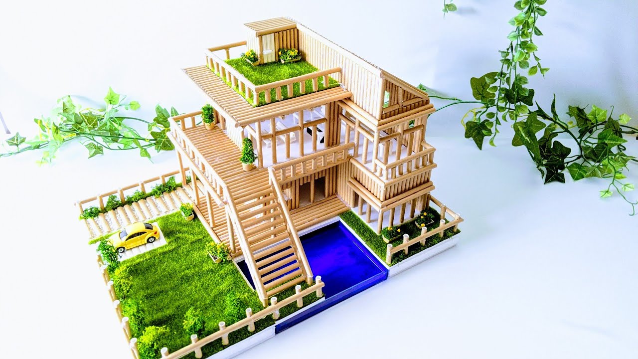 DIY Miniature Mansion With Garden Using Paper Straws / How to Make a ...