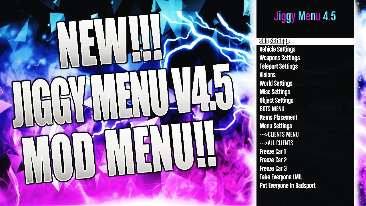 NEW!! GTA 5 JIGGY MENU V4.5 MOD MENU 2018!! | FREE DOWNLOAD | (JTAG/RGH ...