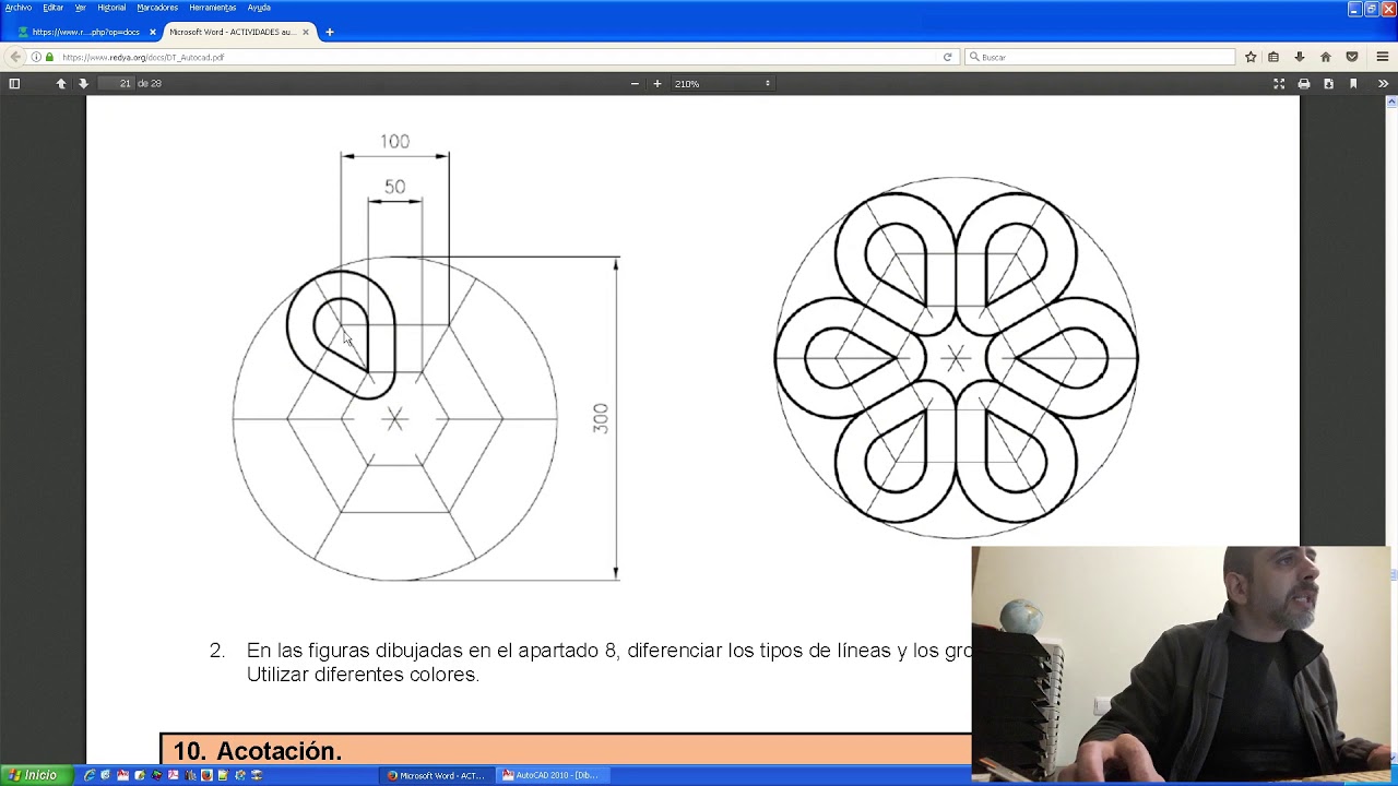 AutoCAD. Fig. 6. Flor: matriz polar - YouTube