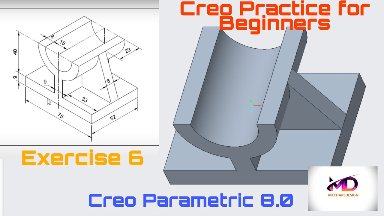 Creo Practice Exercise- 6 for Beginners II Creo Part Modeling Tutorial ...