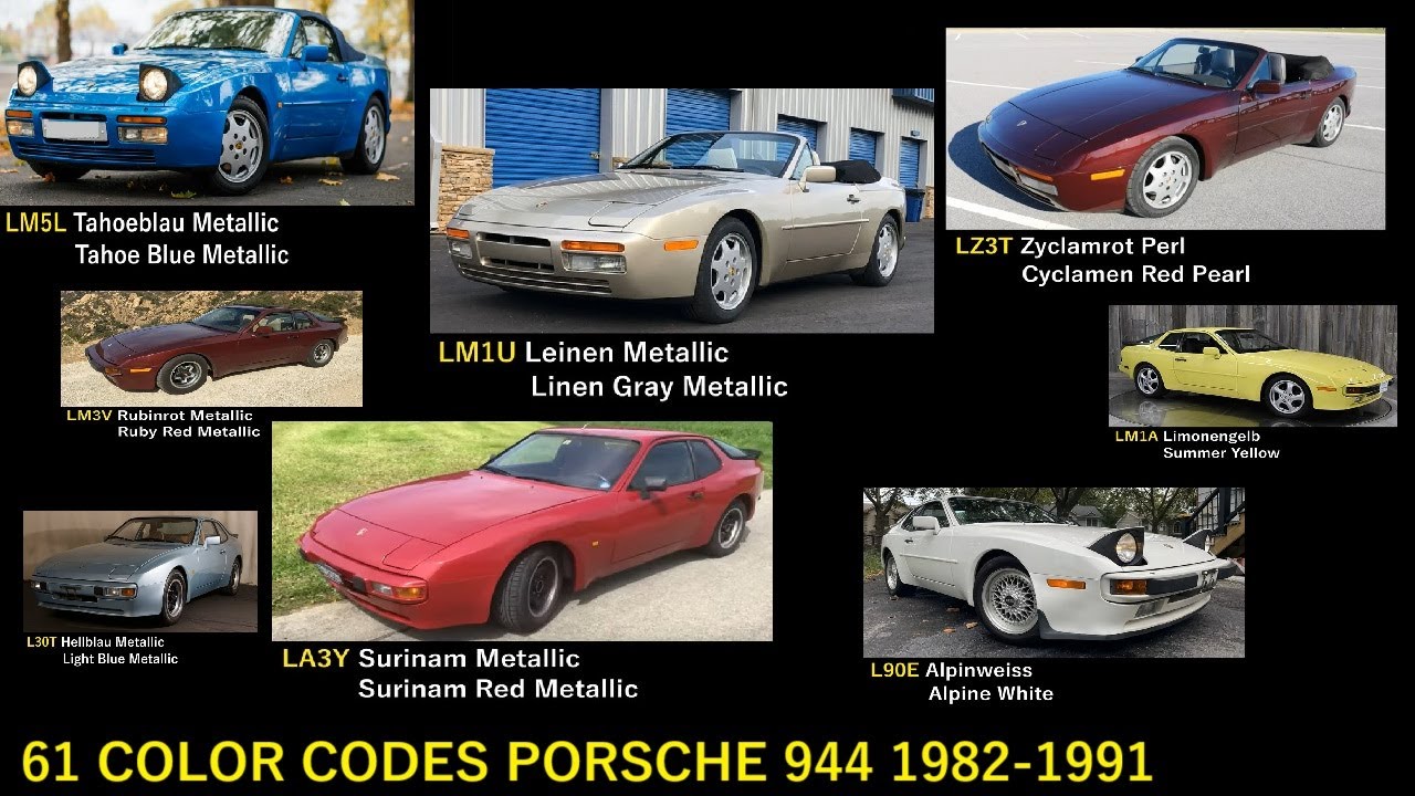 52. FACTORY COLORS PORSCHE 944 1982 - 1991 - YouTube