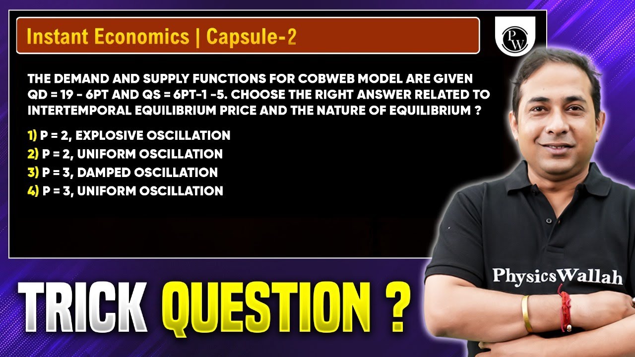 UGC NET Instant Economics | Demand & Supply Function Cobweb Model Qd ...