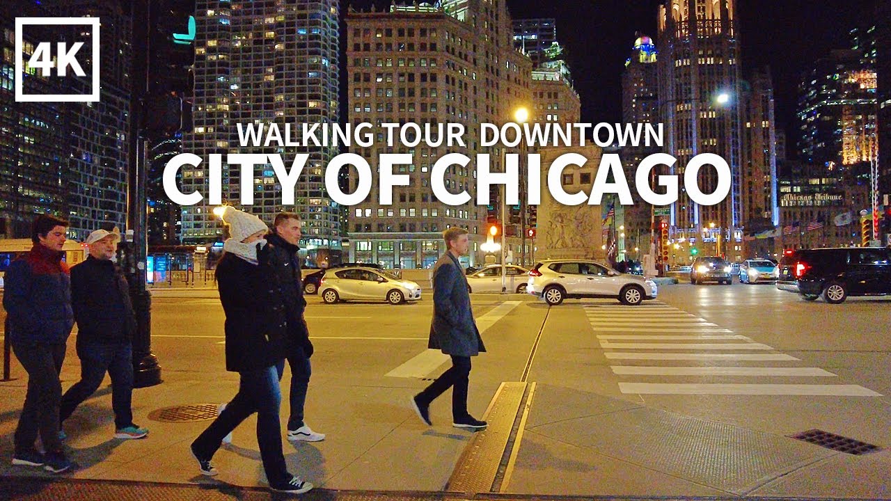 [4K] CHICAGO - Evening Walk Downtown, Randolph Street & Michigan Avenue ...