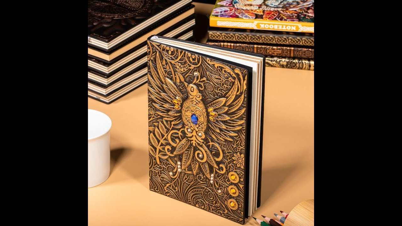 Elecart 3D Phoenix Journal Embossed Writing Notebook Hardcover Leather ...