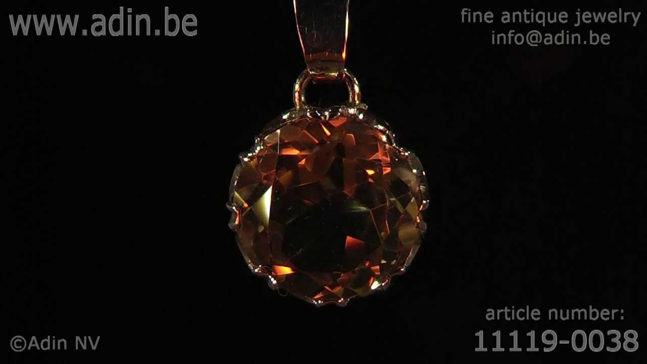 Gold estate one stone pendant with big citrine weighing over 9 carats ...